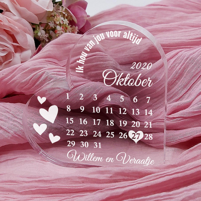 Beste Dag Ooit Kalender - Hart van Plexi Glas - Bella Mia