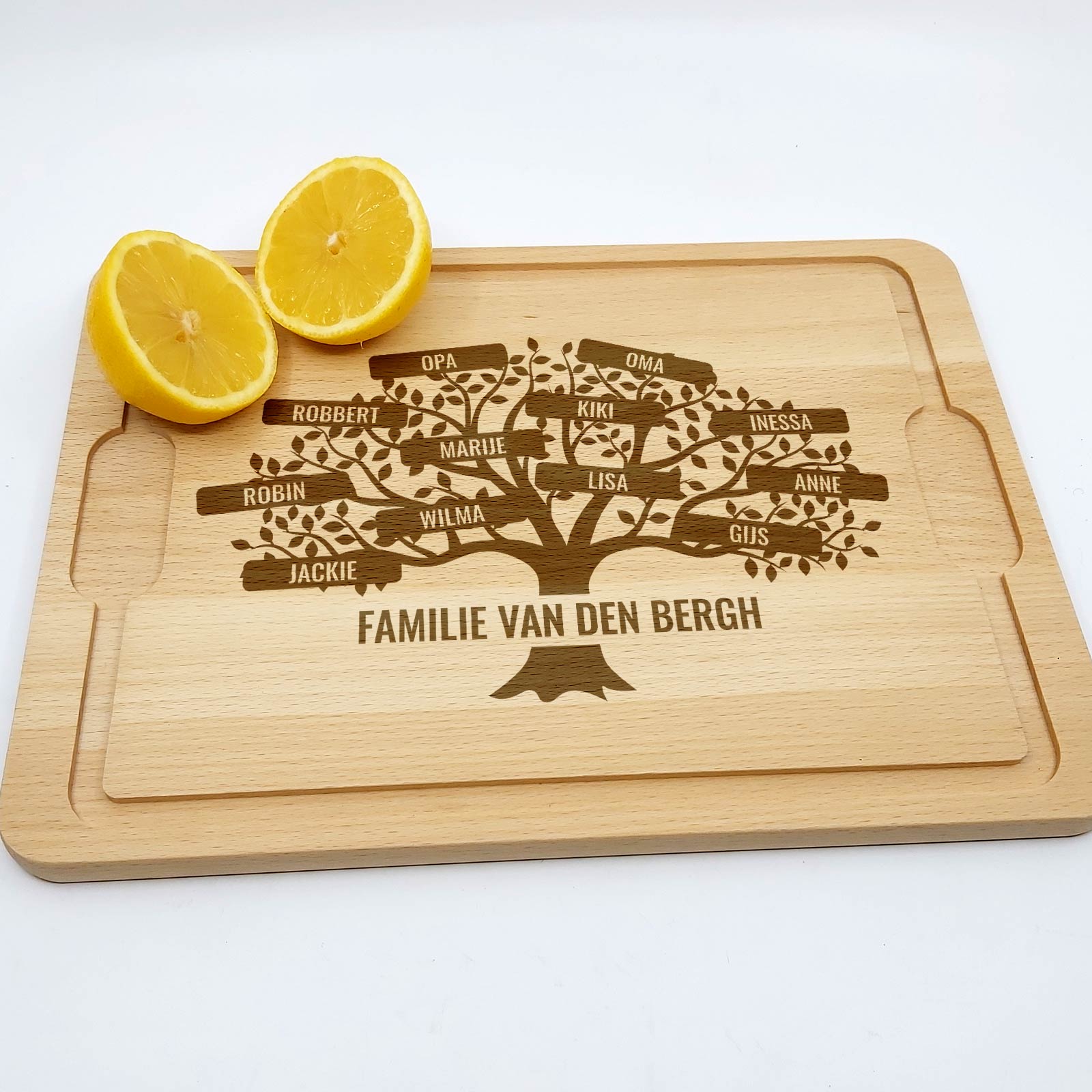 Familie Boom met namen Snijplank - Bella Mia
